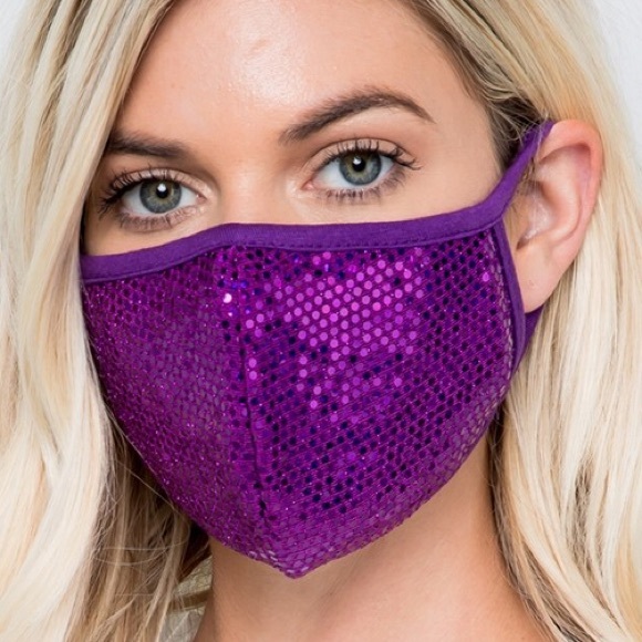 lovenushuz | Accessories | Reusable Washable Stylish Purple Sequin Face ...